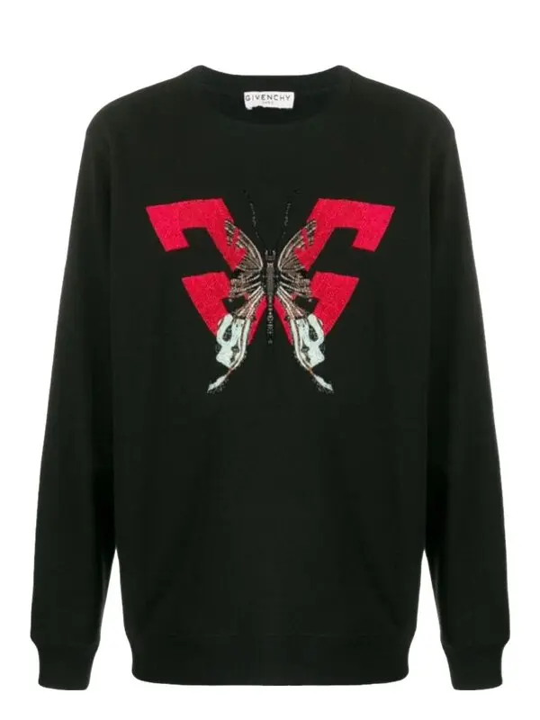 Givenchy Butterfly Motif Crewneck Sweater - Black