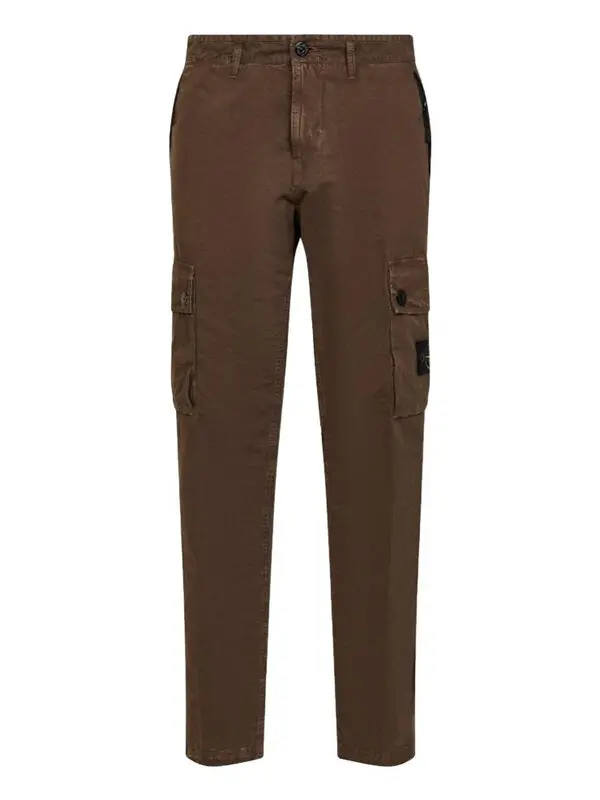Stone Island Logo Patch Tapered Leg Cargo Trousers - Green