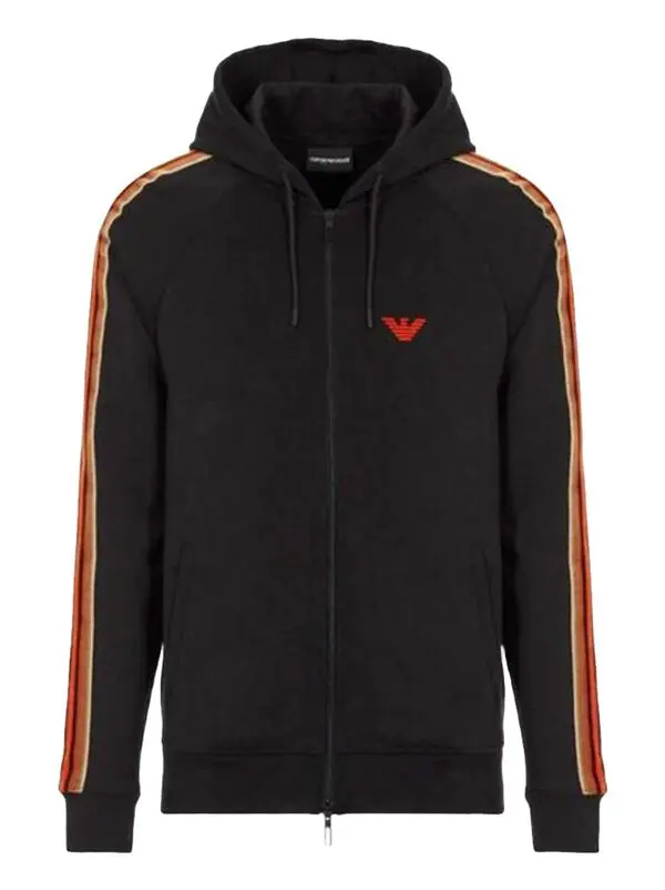Emporio Armani Logo And Striped Casual Jacket - Black