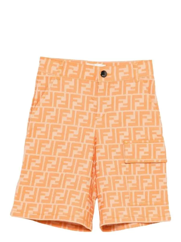 Fendi Logo Pattern Cargo Shorts - Orange