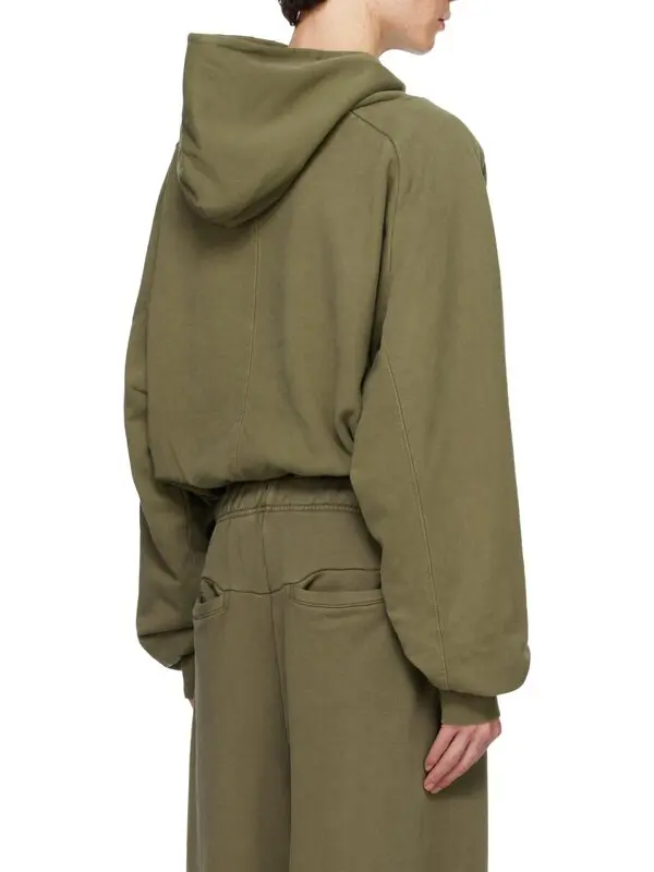 ENTIRE STUDIOS Hooded Sweater With Ribbed Hem - Green