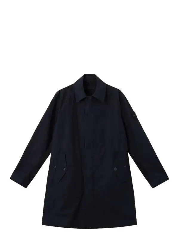 Stone Island Logo Patch Trench Coat - Navy Blue