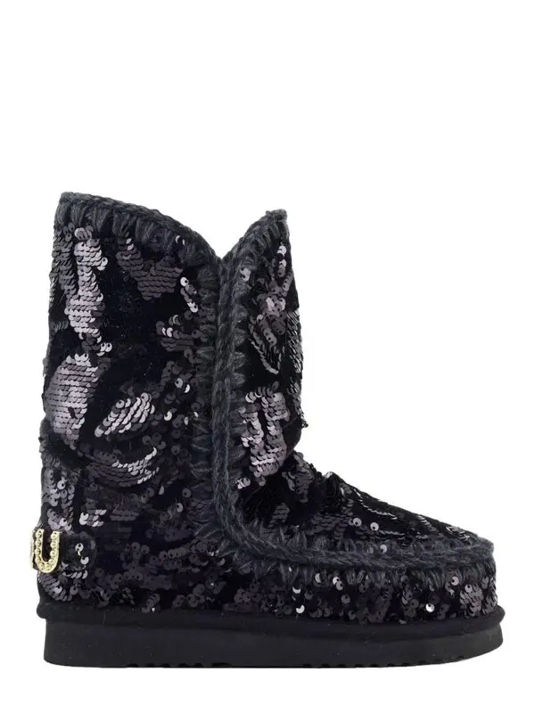 Mou Eskimo 24 Velvet Sequin Boots - Black