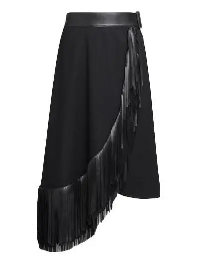Alaïa Asymmetrical Fringed Leather Belted Skirt - Black