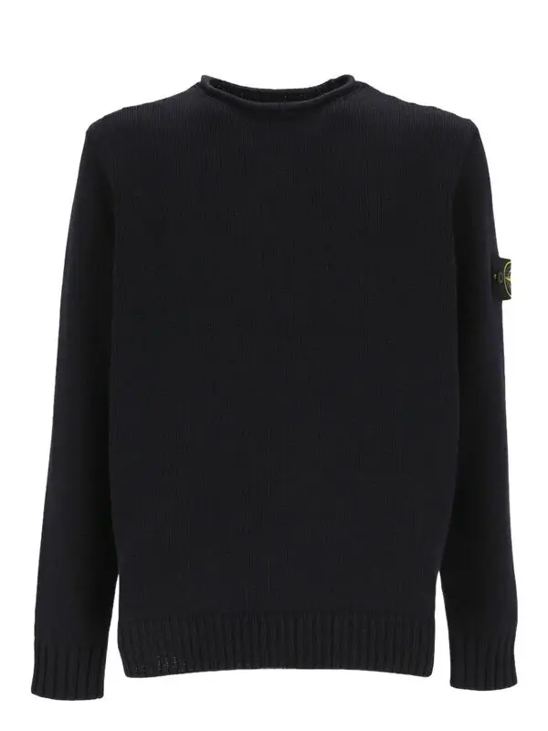 Stone Island Compass Motif Crew Neck Sweatshirt - Blue