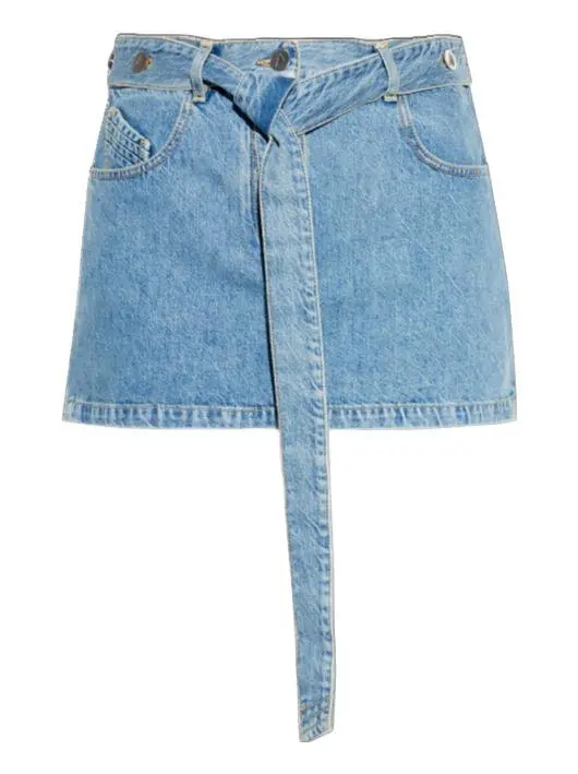 Attico Belted Tie-detailed Mini Skirt - Blue