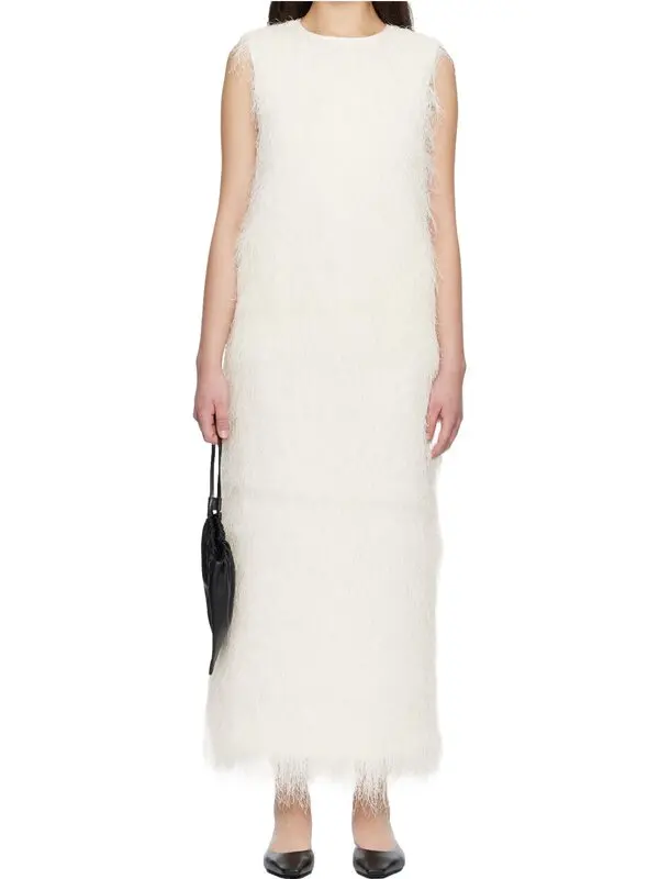 Loulou De Saison Tiwa" Maxi Dress With Fringe Detail - White