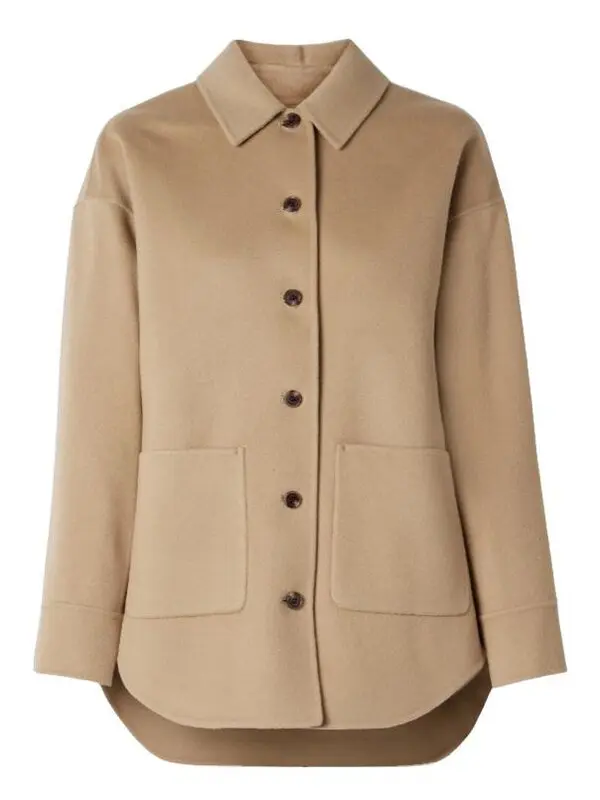 Theory Wool And Recycled Cashmere-blend Felt Jacket With Classic Collar - Nude