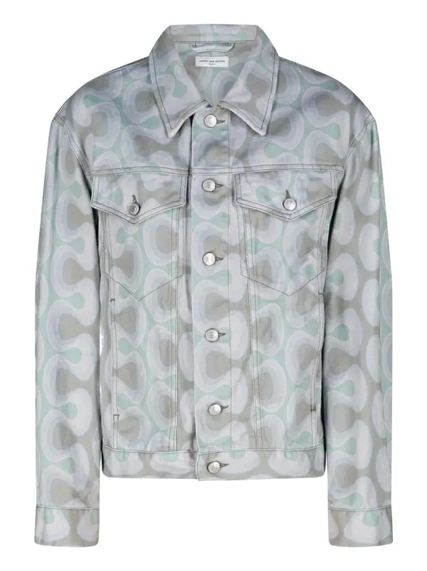 Dries Van Noten Printed Long Sleeve Jacket - Gray