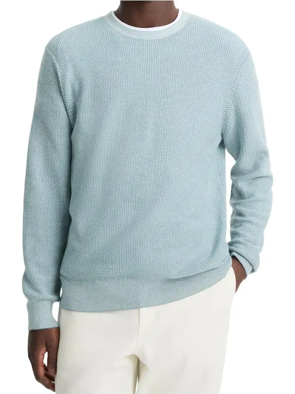 Vince Textured Knit Pullover Sweater - Lagoon/classic Cream