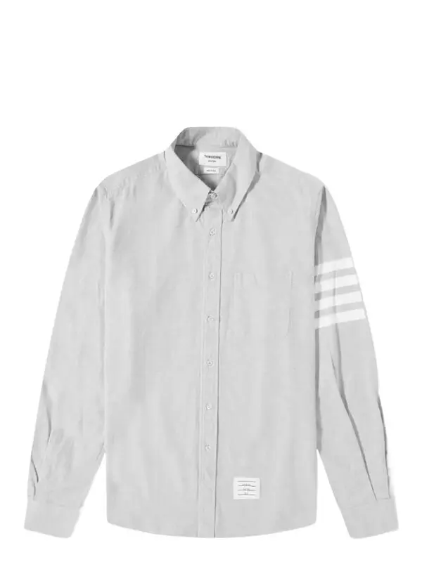 Thom Browne Logo 4-striped Flannel Shirt - Medium Gray