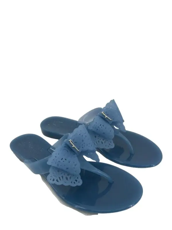 FERRAGAMO Logo Flip Flops - Blue