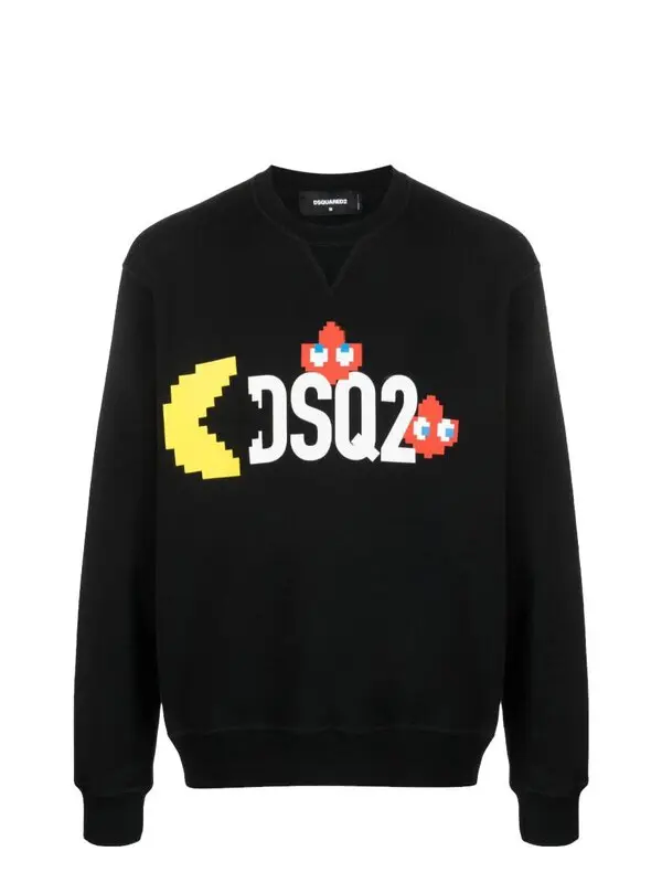 Dsquared2 Crewneck Sweatshirt With Pac-man Graphics - Black