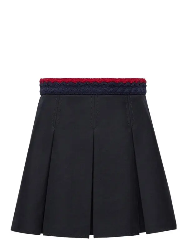 Moncler Cotton Gabardine Pleated Mini Skirt - Navy Blue