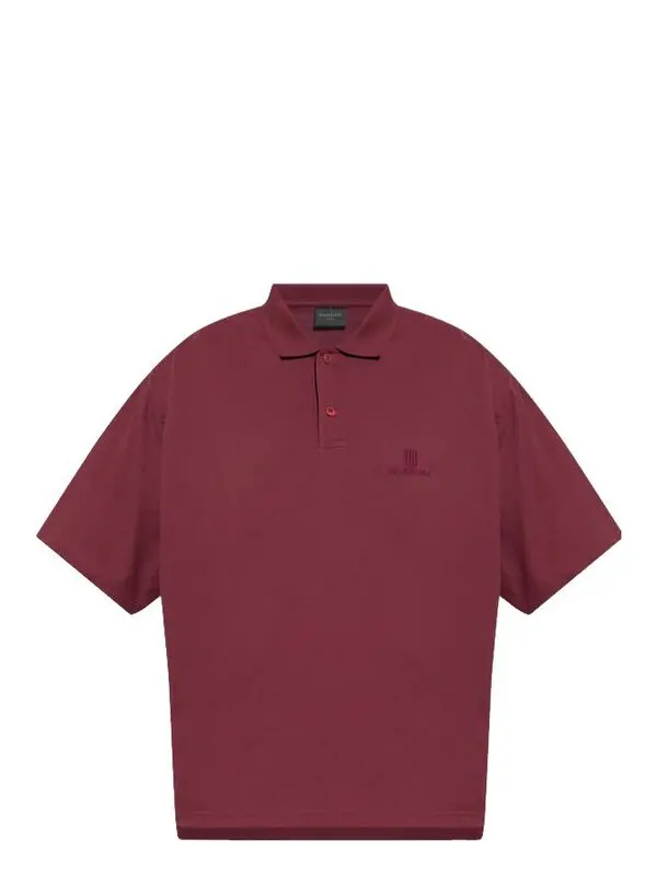 Balenciaga Logo Embroidered Polo Shirt - Red