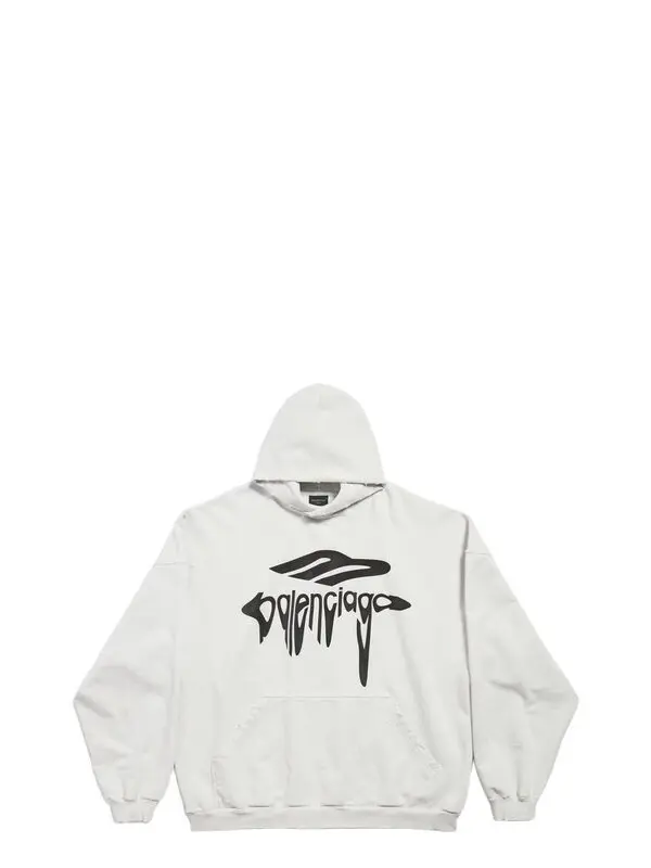 Balenciaga 3b Liquefied Oversized Hoodie - White And Black
