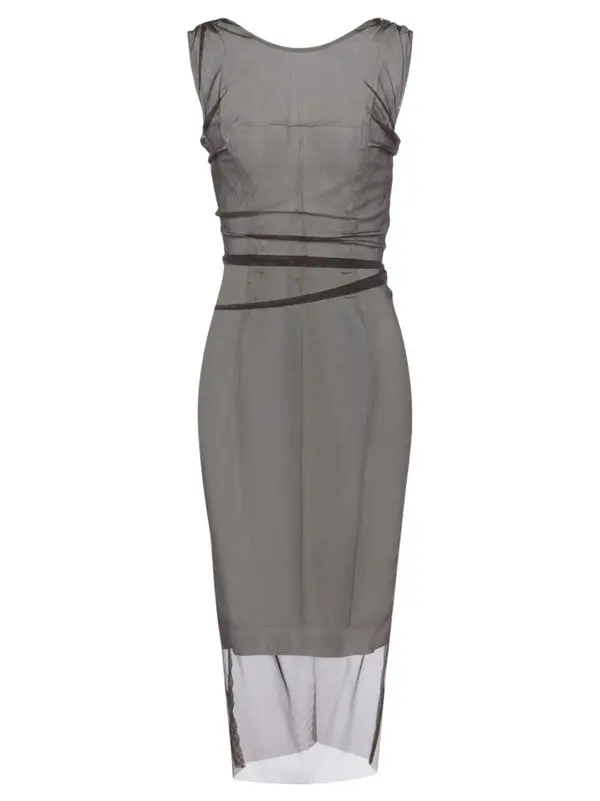 MAISON MARGIELA Semi-sheer Sleeveless Midi Dress - Brown