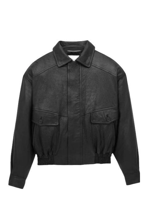 Saint Laurent Drop-shoulder Leather Bomber Jacket - Black