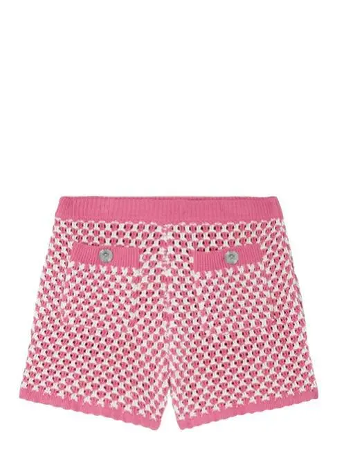 Versace Knitted Shorts With Patch Pockets - Pink  White