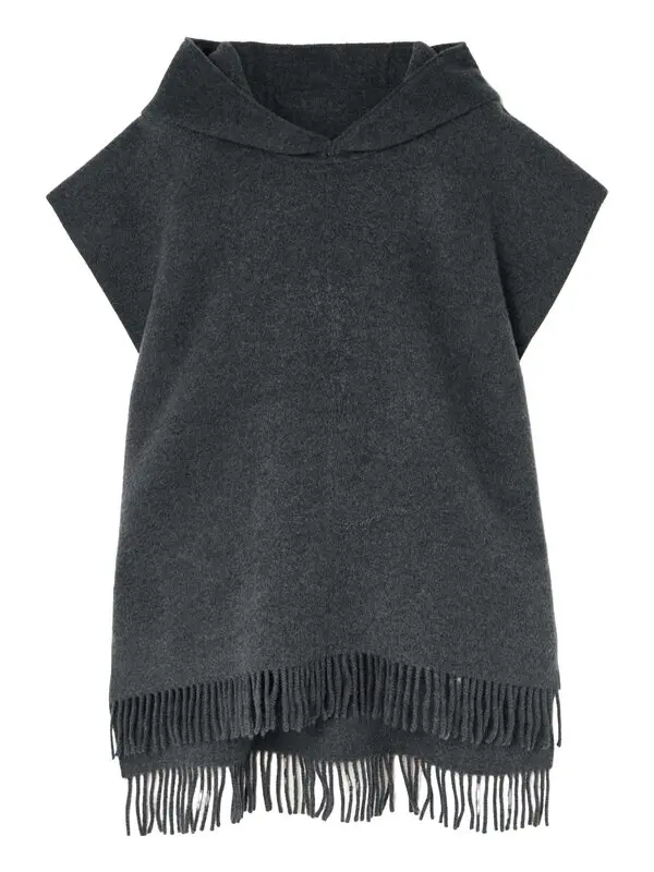 Brunello Cucinelli Hooded Cloak With Tassel Detail - Black