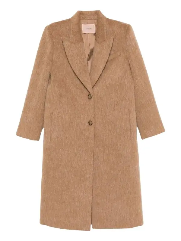 TWINSET Textured Longline Coat - Nude