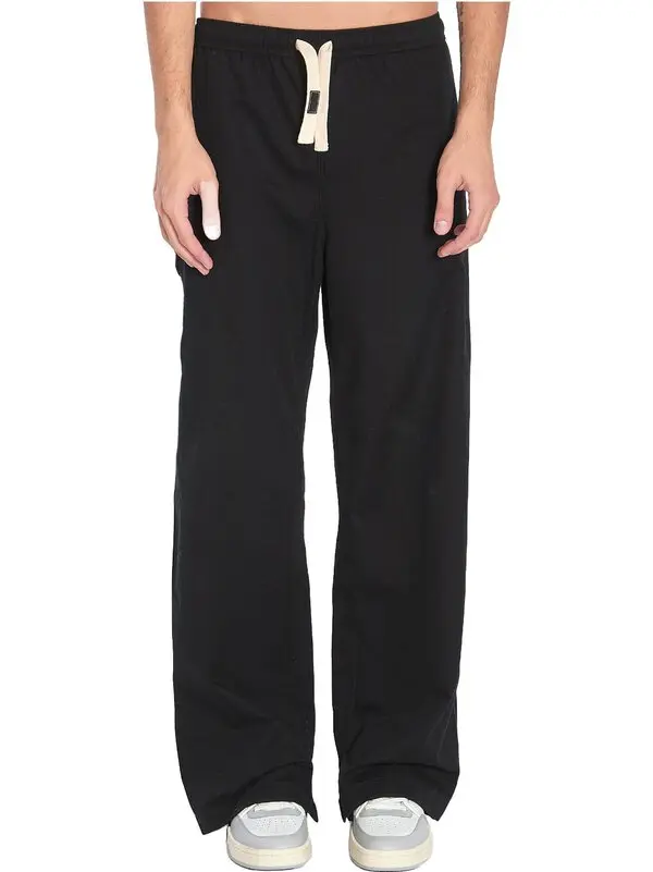 Celine Drawstring Trousers In Cotton Canvas - Black