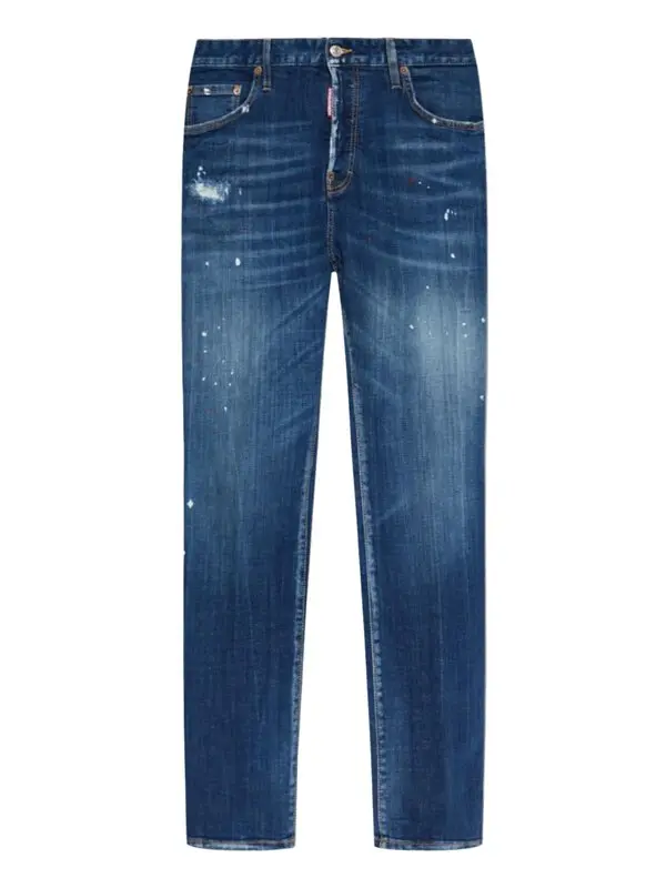Dsquared2 Distressed Straight Leg Jeans - Navy Blue