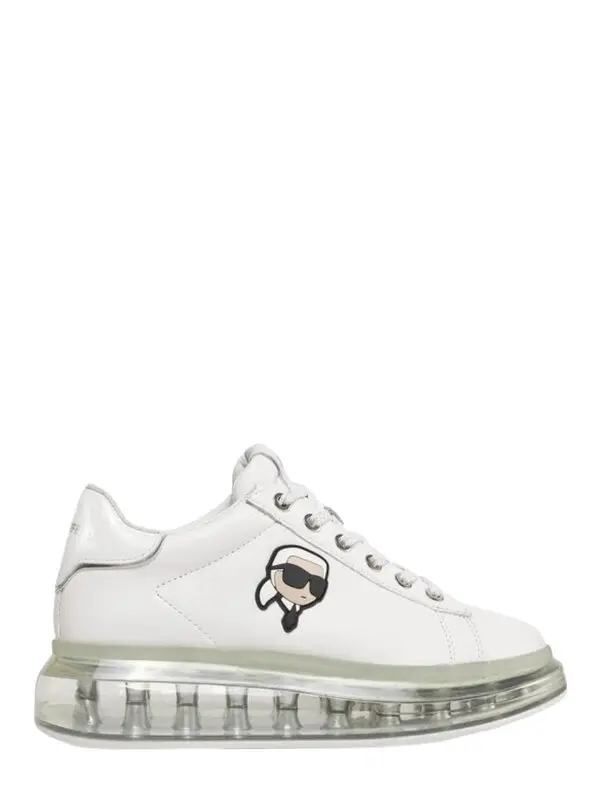Karl Lagerfeld Lace Up Sneakers With Patterned Details - White