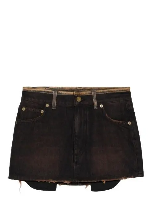 Simkhai Sally Denim Mini Skirt With Leather Details - Black