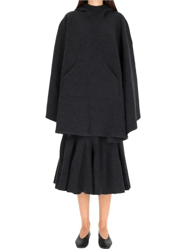 Bottega Veneta Long-sleeved Hooded Cape - Black