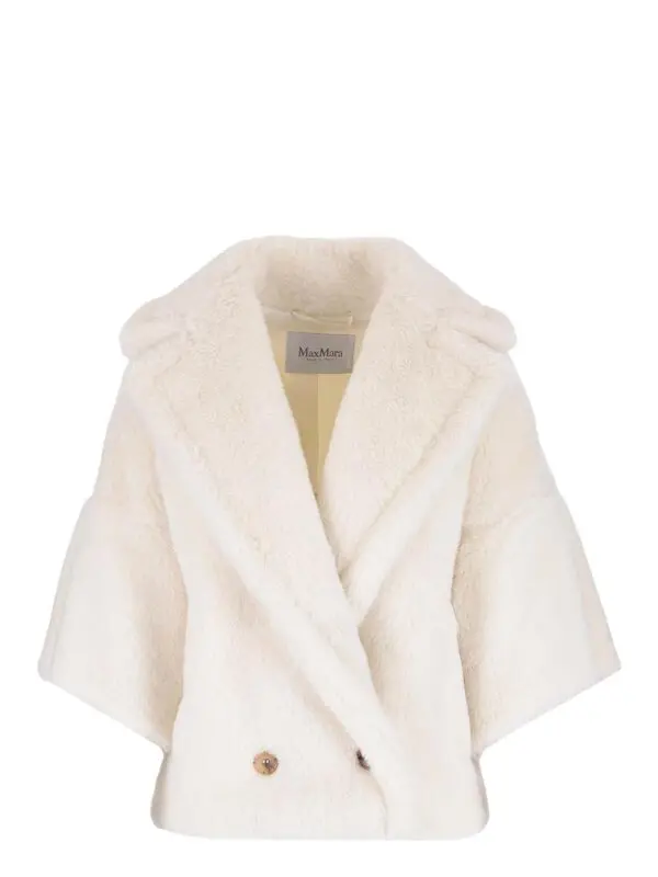 Max Mara Lapel Logo Coat - White
