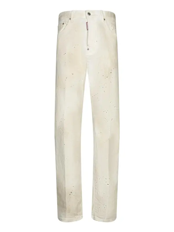 Dsquared2 Paint Splatter Wide Leg Jeans - White