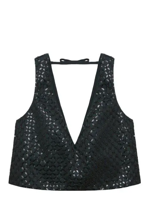 Dorothee Schumacher Sequin Embellished Duchesse Crop Top - Graphite