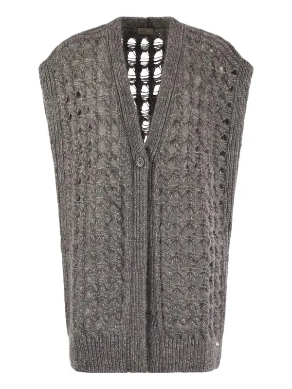 Herno Sleeveless Knitted Cardigan - Gray