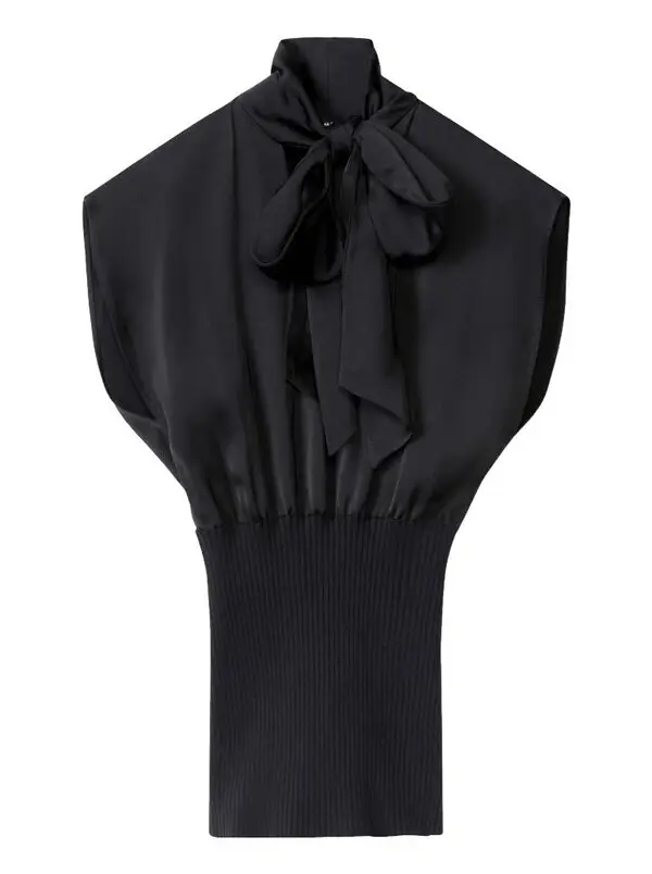 Fabiana Filippi Sleeveless Paneled Blouse With Tie Detail - Black