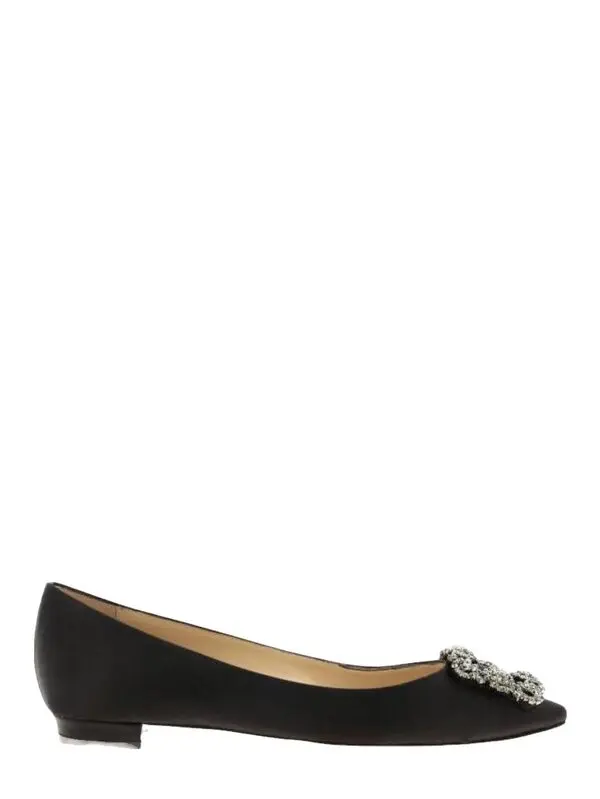 Manolo Blahnik Hangisi Buckle-detail Ballerina Flats - Black