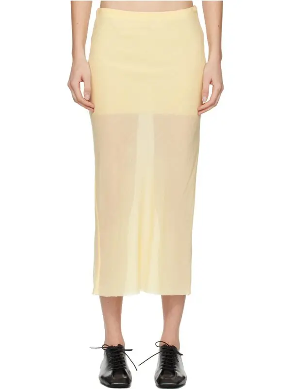 RIER Wool Tulle Midi Skirt - Cream