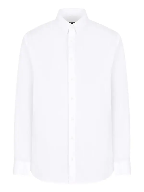 Giorgio Armani Curved Hem Buttoned Shirt - White