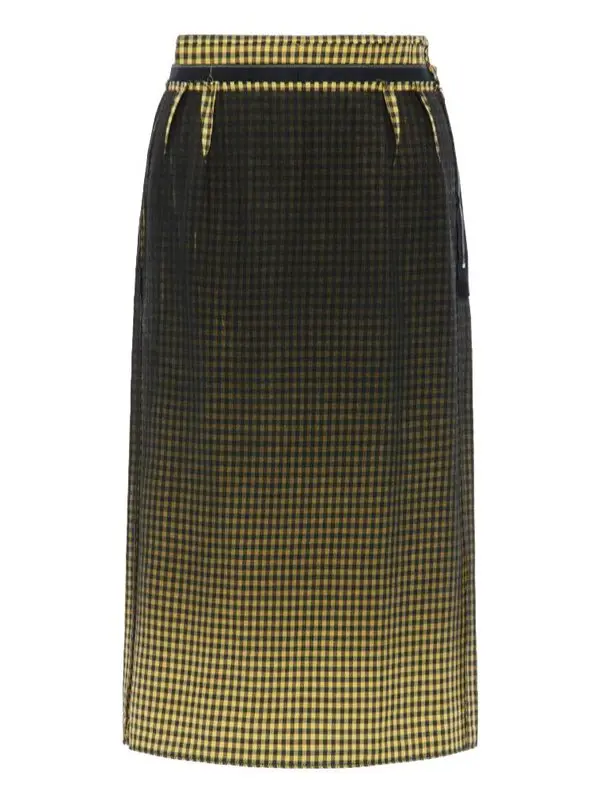 MAISON MARGIELA Gingham Pattern Tie Detailed Midi Skirt - Gray