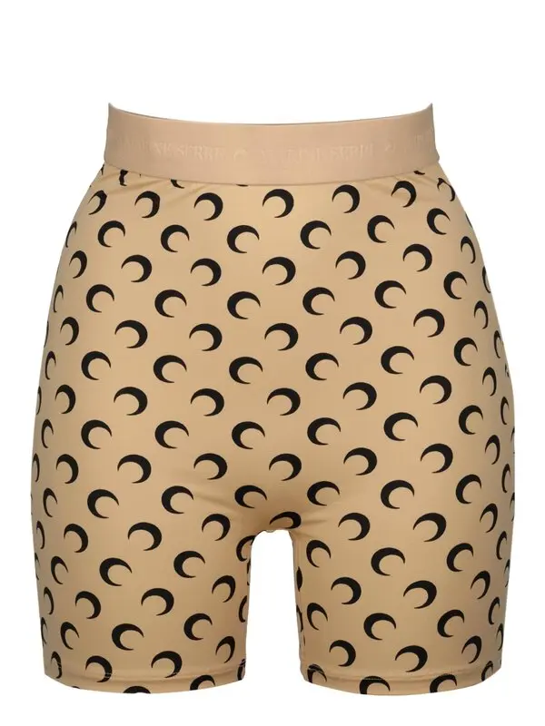 MARINE SERRE Moon Print High-waist Jersey Shorts - Nude
