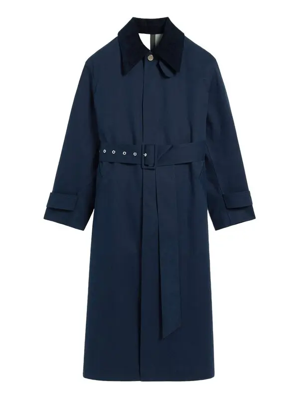 Ami Belted Cotton Trench Coat - Navy Blue/soil Blue
