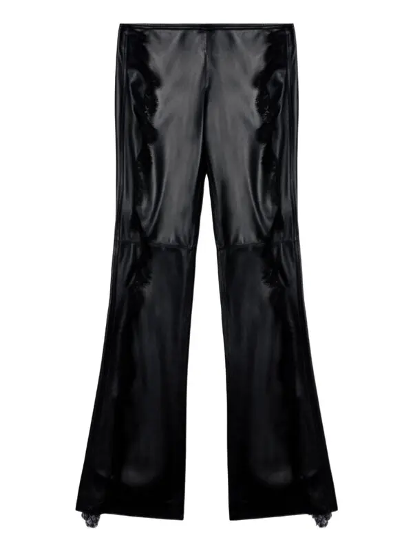 Off-White Lace-trimmed Straight-leg Trousers - Black