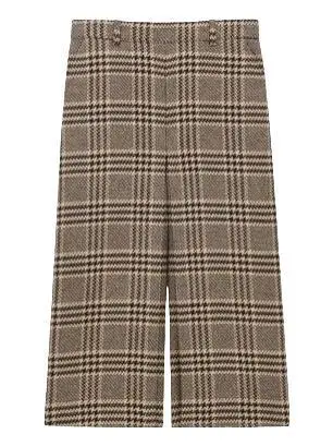 Saint Laurent Checked Mid-rise Culottes - Black Cream Beige