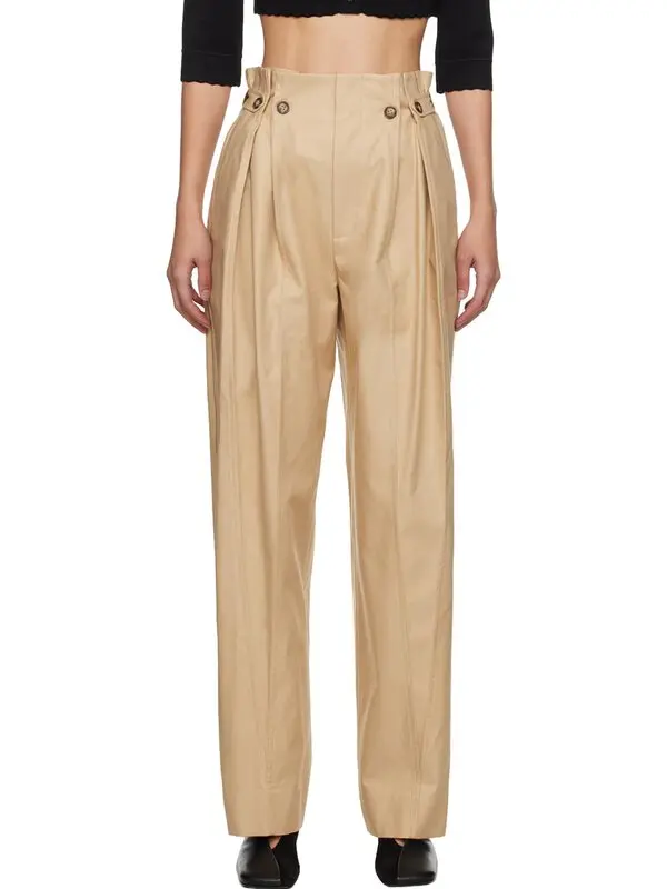 Victoria Beckham Fluid Pleated Wide-leg Trousers - Brown
