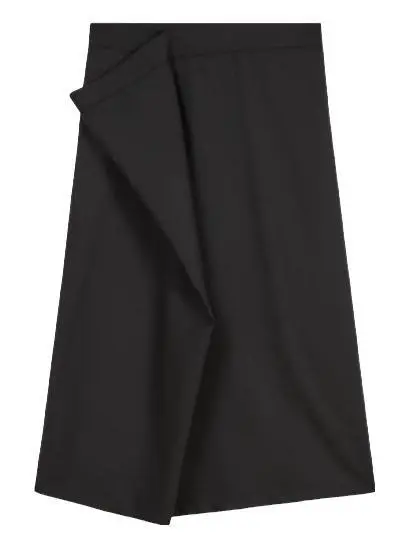 Kenzo Asymmetrical Midi Skirt In Virgin Wool - Black
