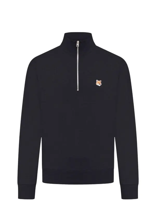 Maison Kitsuné Fox Head Patch Half-zip Sweatshirt - Black