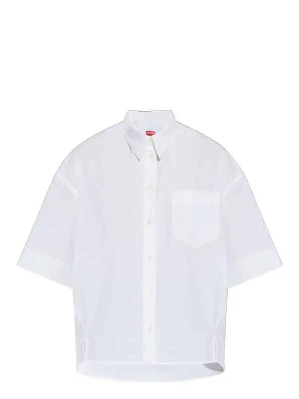Kenzo Pocket Shirt With Lapel And Short Sleeves - White