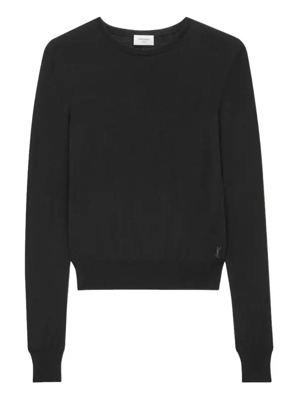 Saint Laurent Cassandre Crewneck Jumper - Black