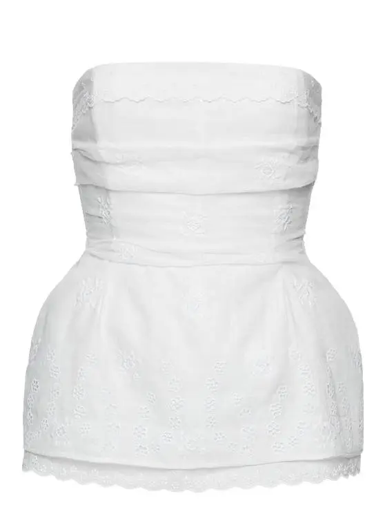 Magda Butrym Embroidered Strapless Corset - White