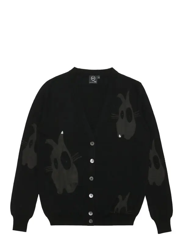 Alexander McQueen V-neck Jacquard Knit Cardigan - Black